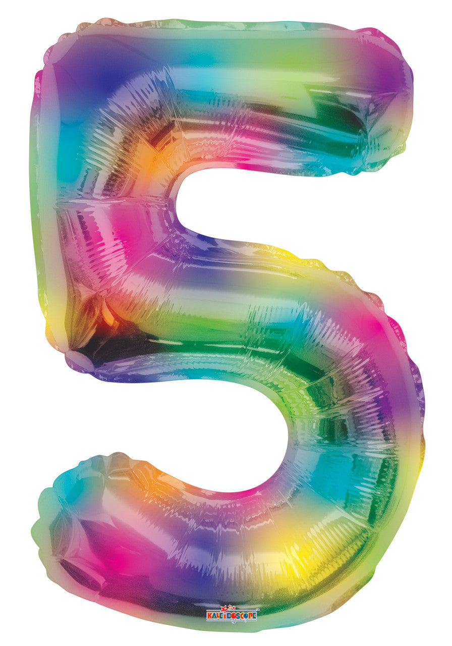34" Large Rainbow Number # 5 Balloons 1ct # 16378 – BalloonsFast.com
