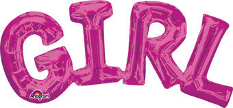 GIRL Connected Phrase Balloons Pink AIR FILL #33097 – BalloonsFast.com
