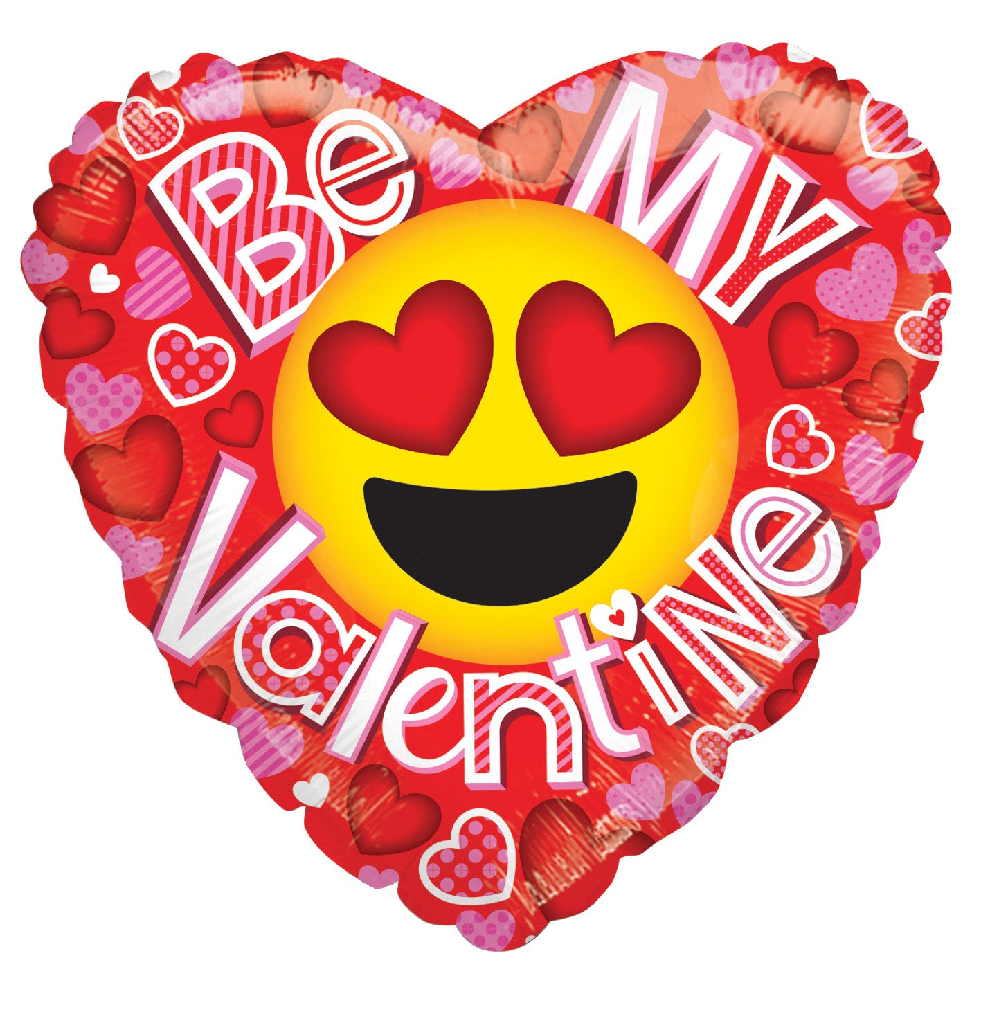 18" Be My Valentine Emoji Heart Shape Gellibean Helium Balloon (5 Pack – BalloonsFast.com
