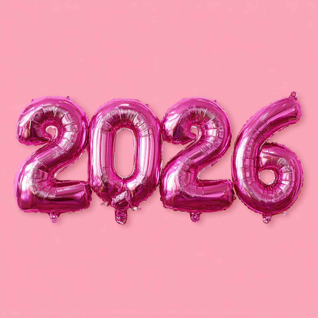 34" Large 2026 Bright Pink Jumbo Helium Number Balloon Set – BalloonsFast.com