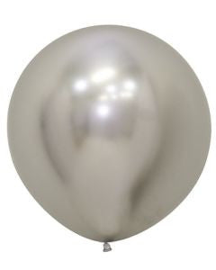 24" Sempertex Reflex Silver Balloons 1 count #59145 | BalloonsFast.com