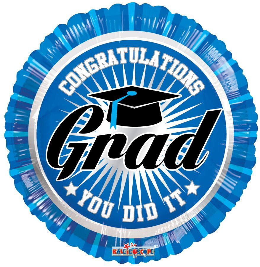 18" Congrats Grad Blue Balloons (5 Pack) #85216 | BalloonsFast.com