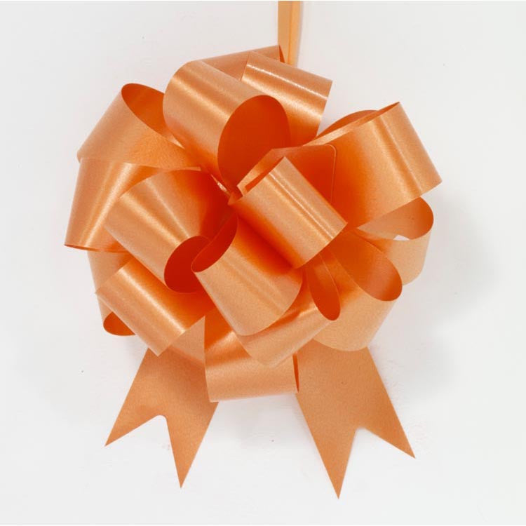 5" Orange Perfect Pull Bow (10 Pack) #F99872 | BalloonsFast.com